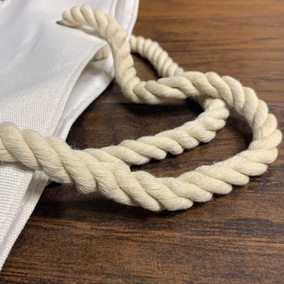 Bags | Lime Green Cream Tote Cotton Rope Handles Beach Day Picnic Pool ...